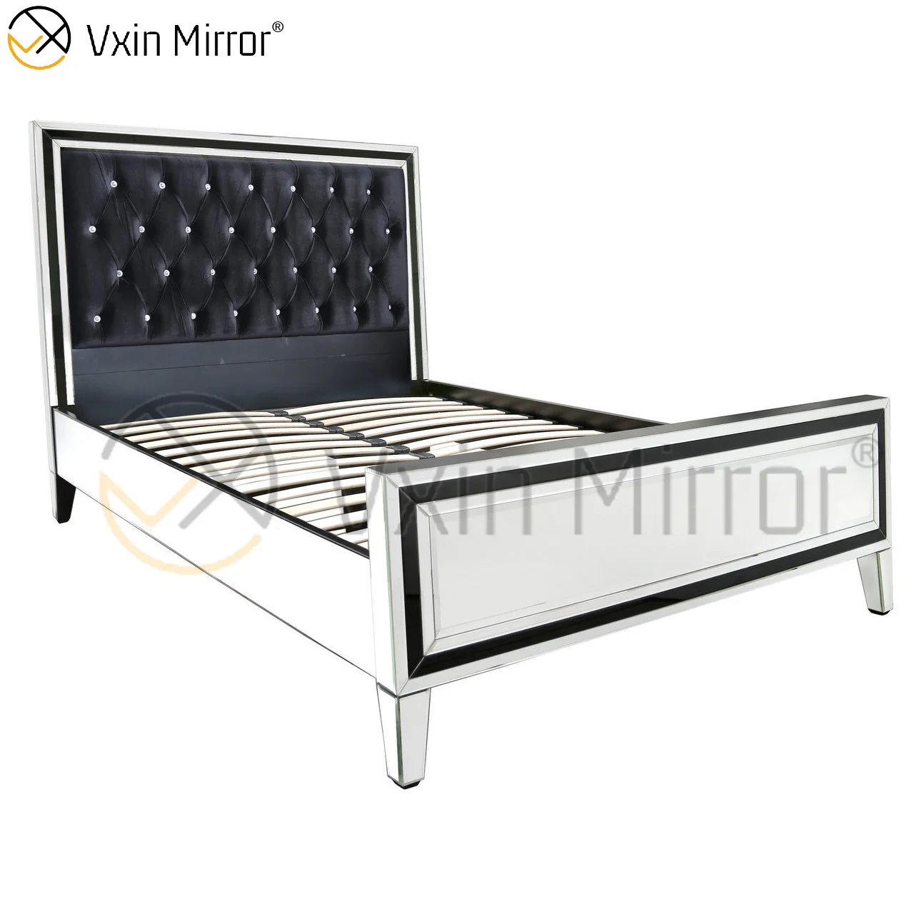 Vxin Mirror Furniture Wxwf-1081black Frame Silver Glass Mirrored King ...
