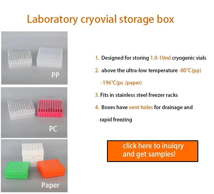 Factory Laboratory Cryovial Storage Box Pp/pc Paper 25well/50well ...