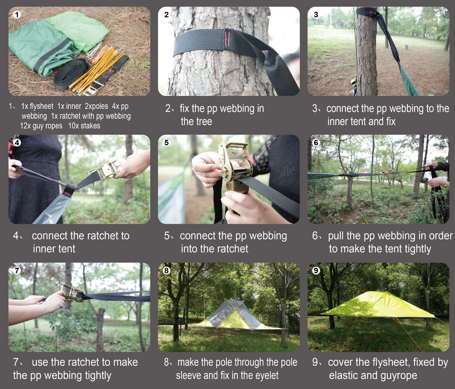 Camping Tree House Tent 3-person Tree Tent 560 Lbs Load Bearing ...