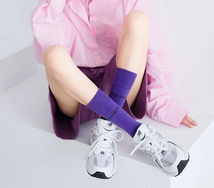 Long Tube Solid Color Socks Pure Letter Women Socks Multi Color Lady ...