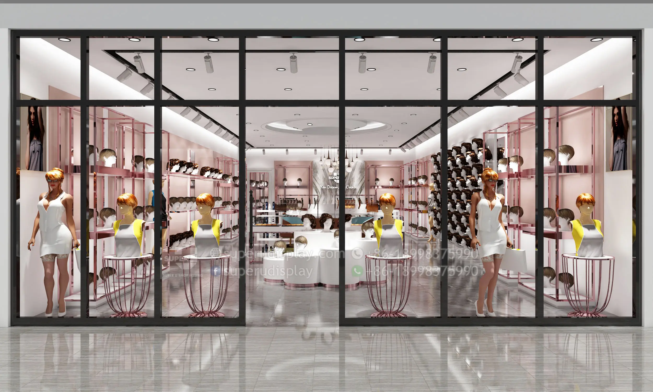 Best Interior Wig Shop Design - Luxury Display Furniture