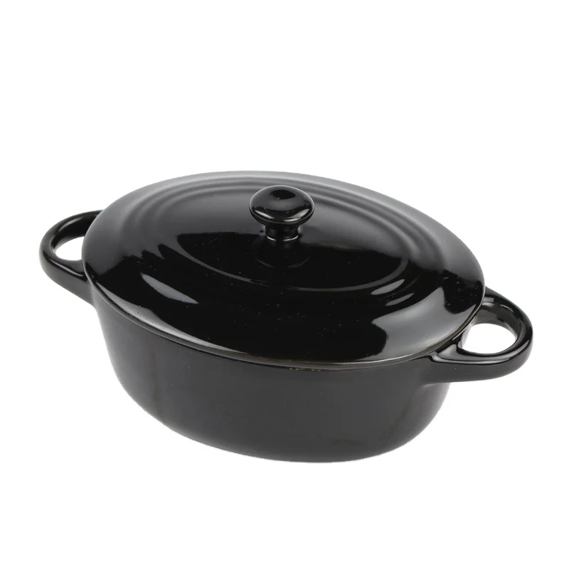 Double Handles Oval Ceramic Kitchen Cookware With Unique Lid - Buy ...