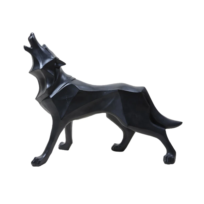 Resin Statues Metallic Silver Finish Wolf Statue Decorations For Home ...