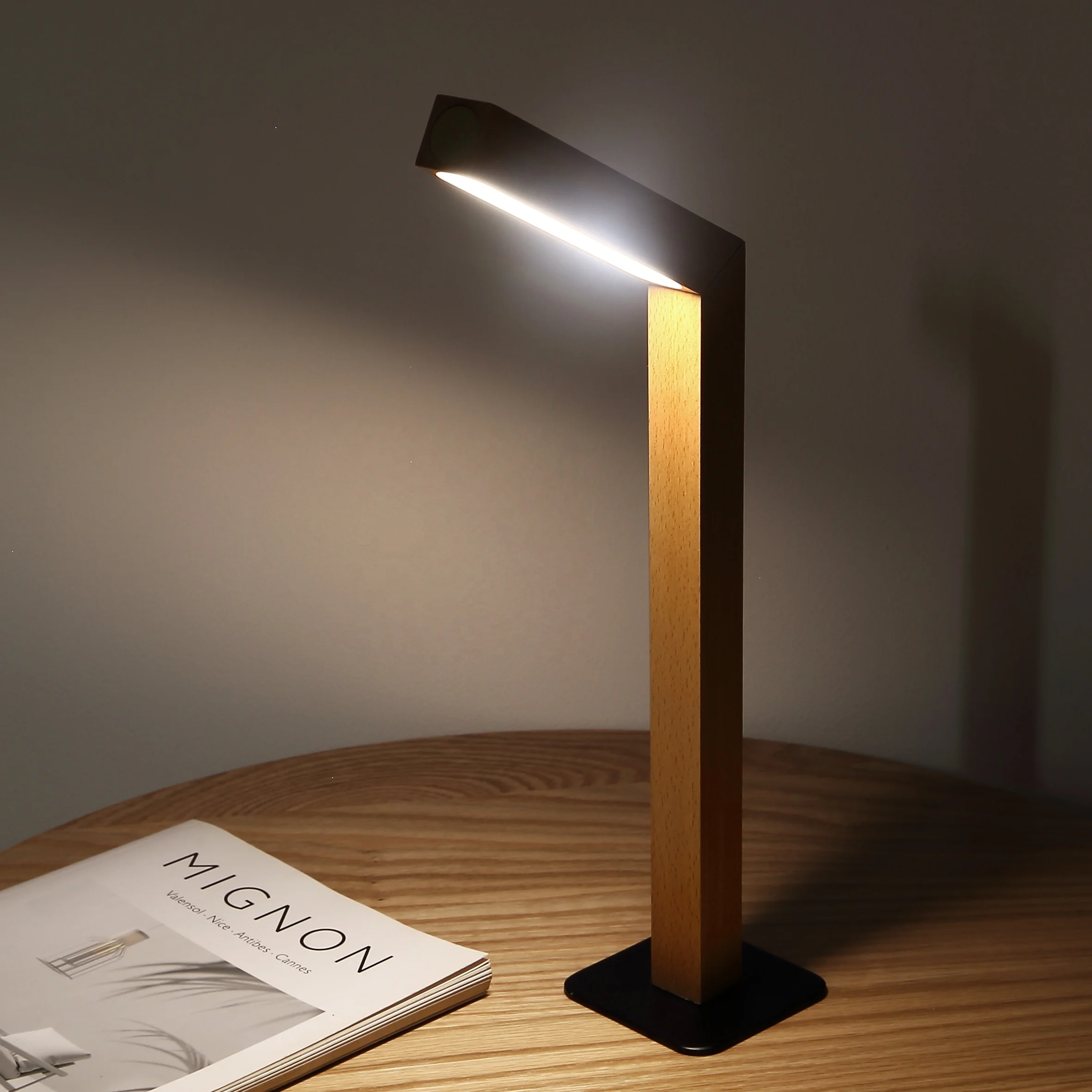 Solid Wood Led Desk Lamp Magnetic Connection 360 Degree Rotating ...