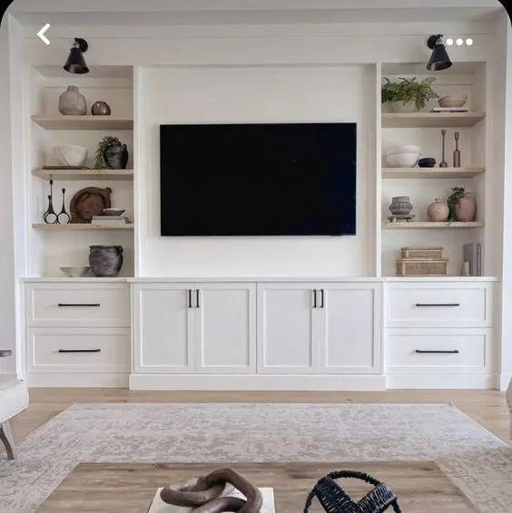 Modern Design Shaker Style TV Cabinet - Elegant Whole Wall Storage for ...