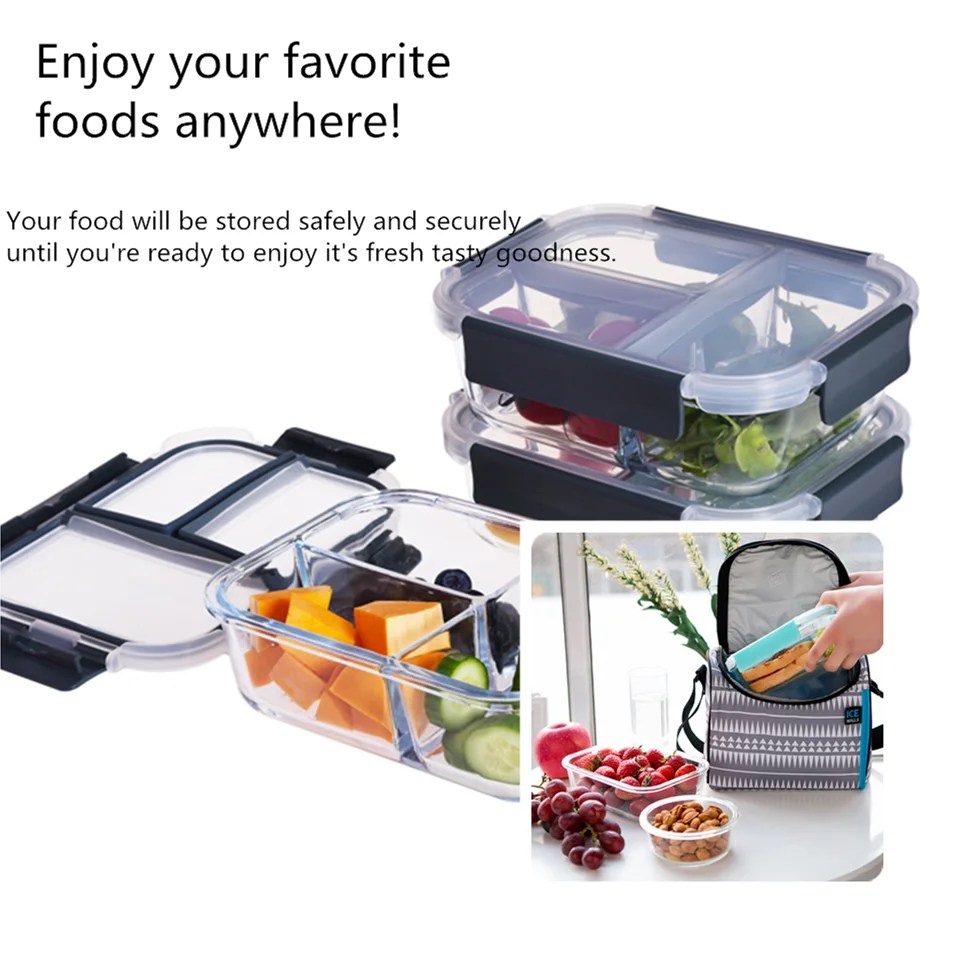 Heat-resistant Glass Food Container 3 Compartments - Buy Heat-resistant ...