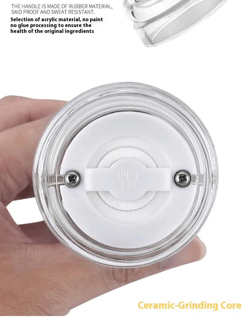 Transparent Acrylic Manual Pepper Grinder Multi-Purpose Ceramic Core ...