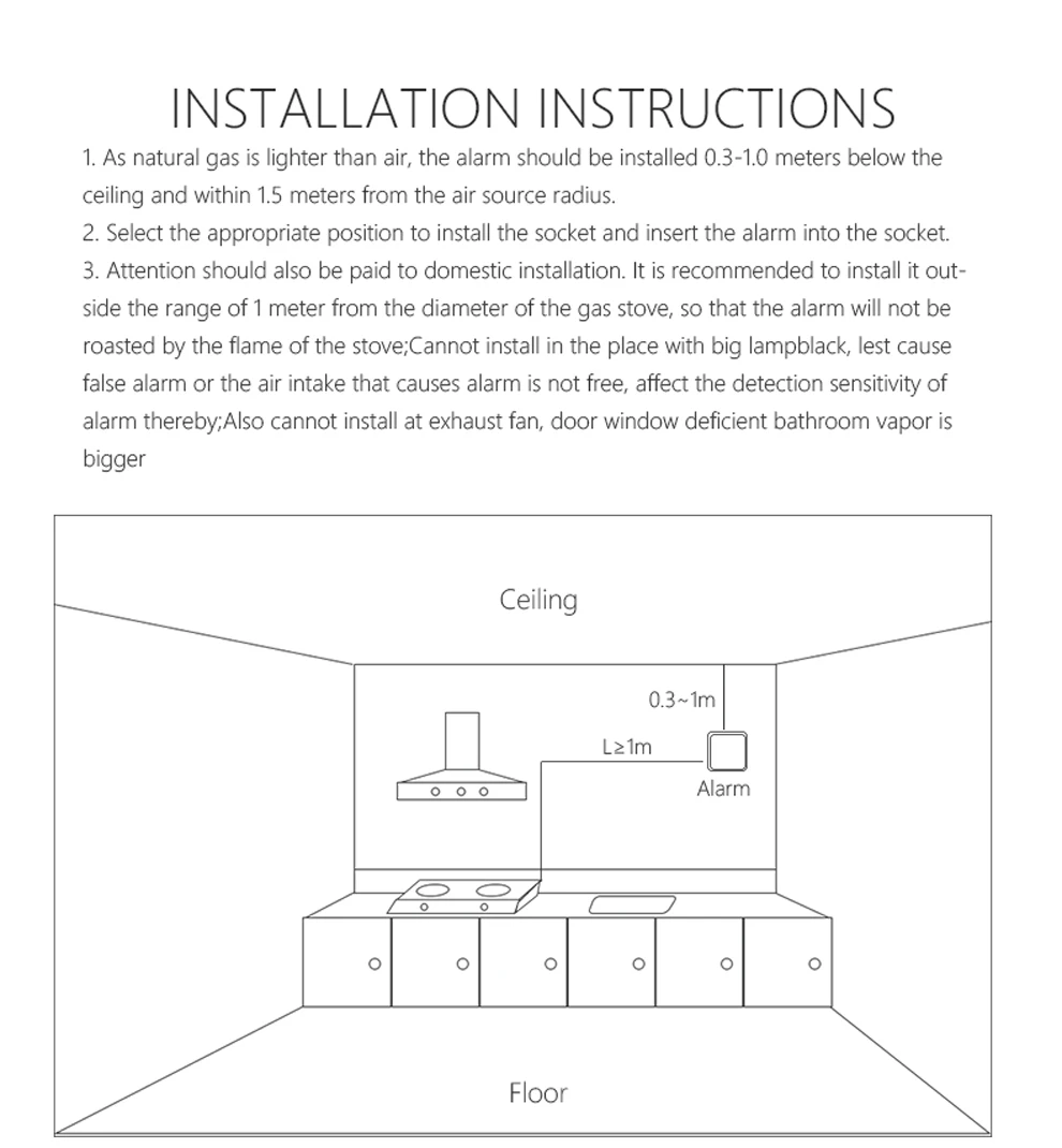Smart Home Kitchen Cooking Combustible Gas Alarm Leak Detector - Buy ...