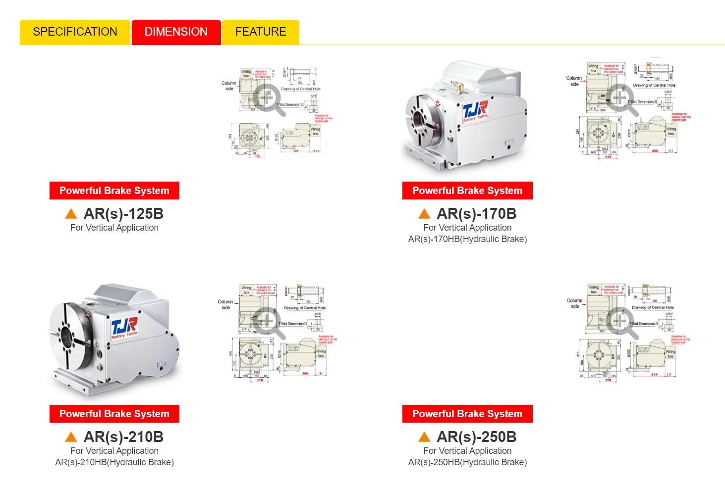 4th Axis Rotary Table - AR Series with Powerful Pneumatic Brake