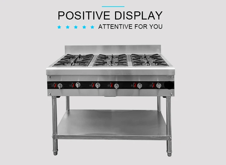 YOSLON Kitchen Cooker Restaurant 6 Burners Gas Cooking Stoves
