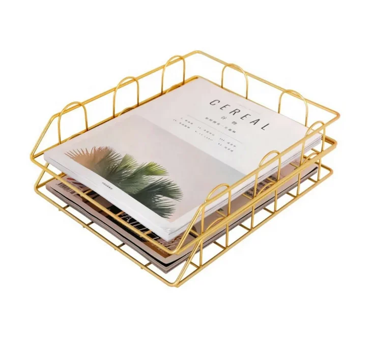 Double Tier Metal Wire File Rack Tray Document Rack Office File ...