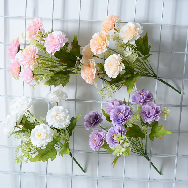 DREA Bulk Fake Flowers 7 Heads Artificial Rose Flowers Bouquet for ...