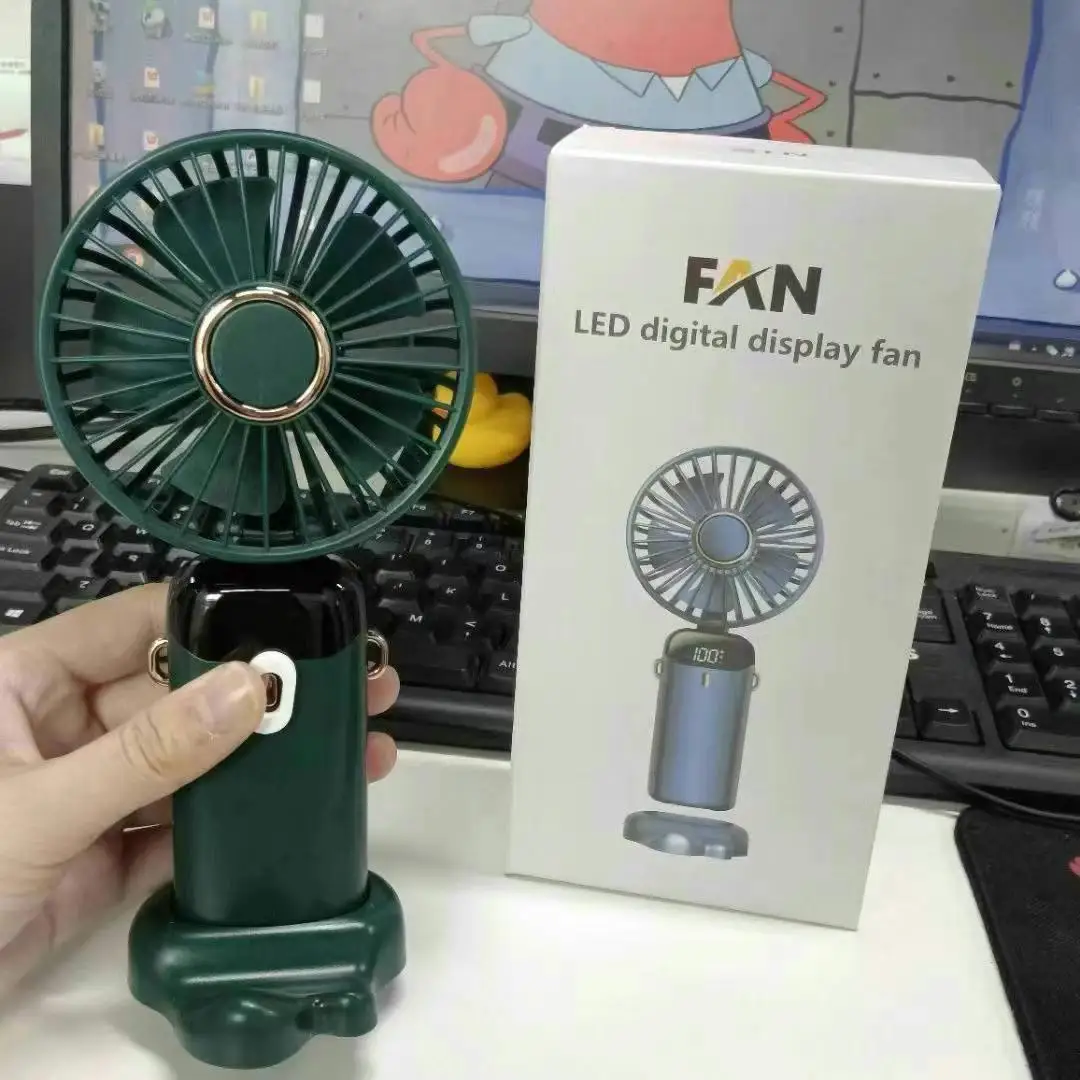 N15 Portable Electric Fan Mini Handheld Digital Display Foldable ...