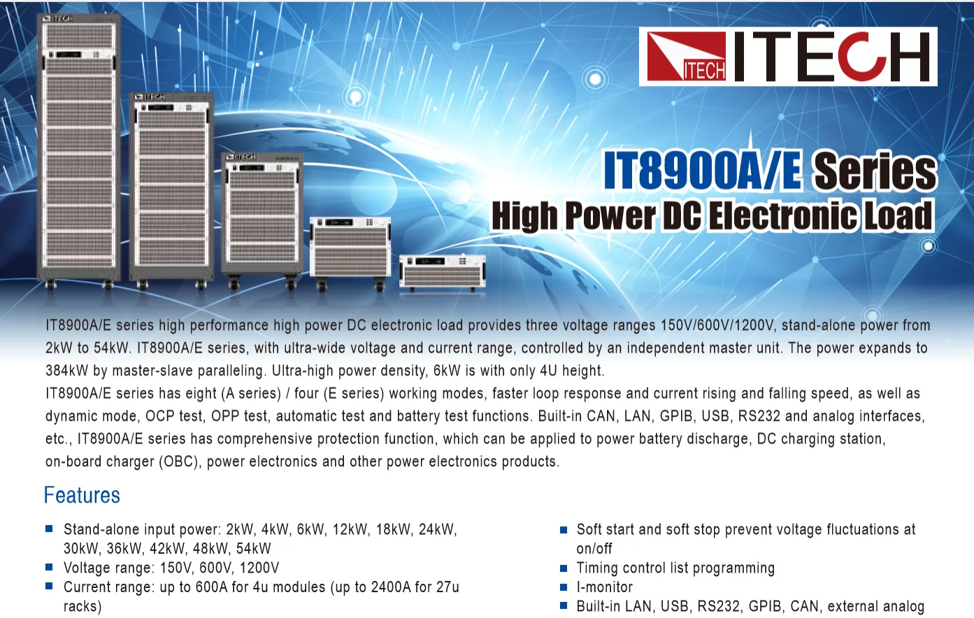 Itech It8906a-600-420 It8906e-600-420 600v 420a 6kw High Performance ...