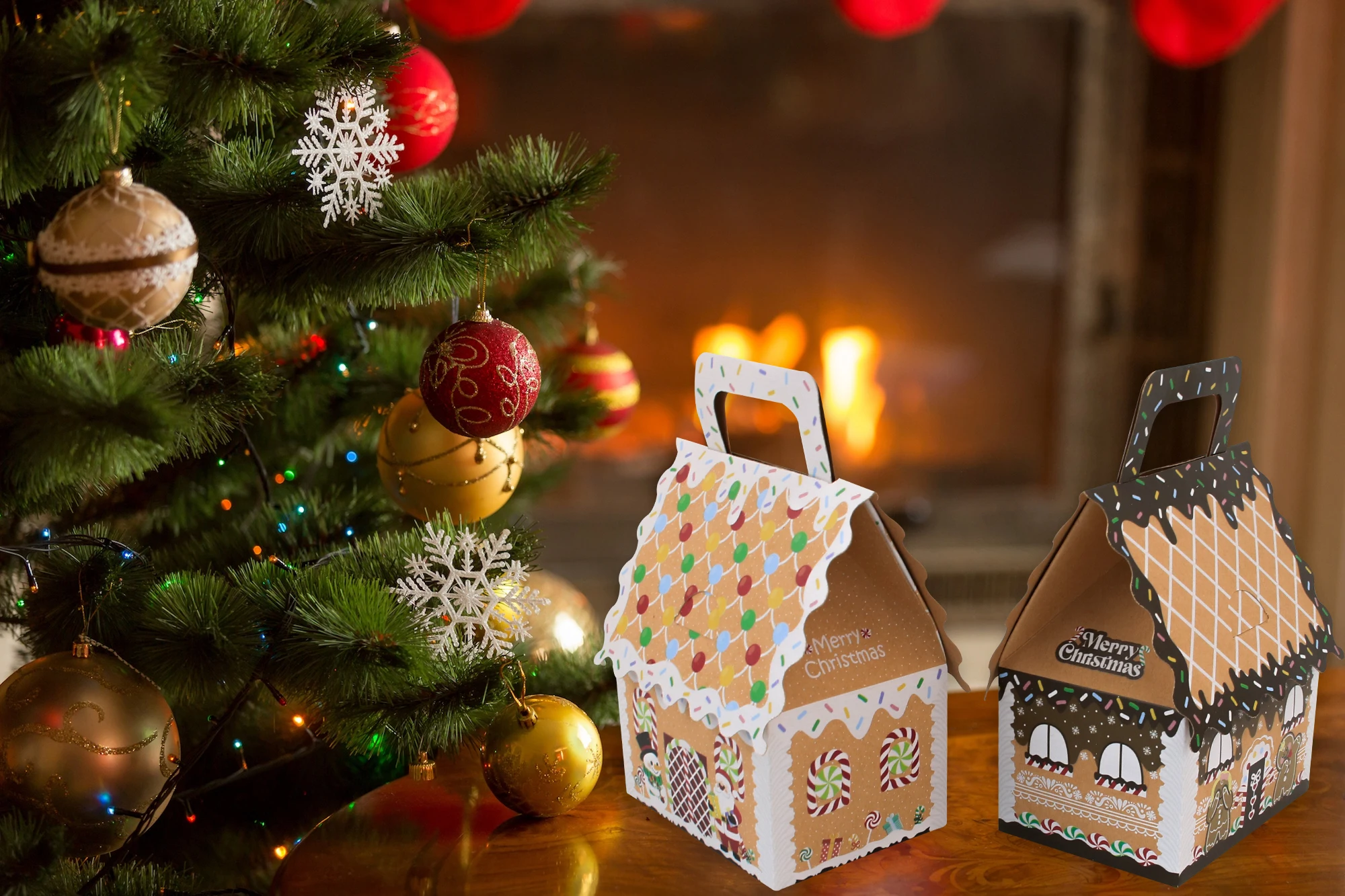 JUMI Christmas Handle House Shape Gift Boxes - Perfect for Party Favors