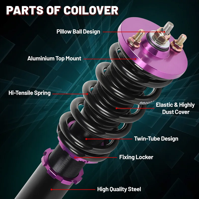 Auto Suspension Systems Coilover for 1996-2000 Honda Civic EK Purple