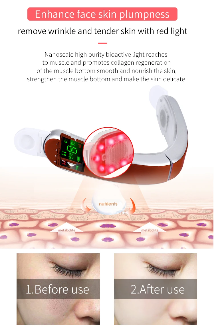 Facial Electronic Pulse V-shaped Face Lifter Massager Ems Slimming ...