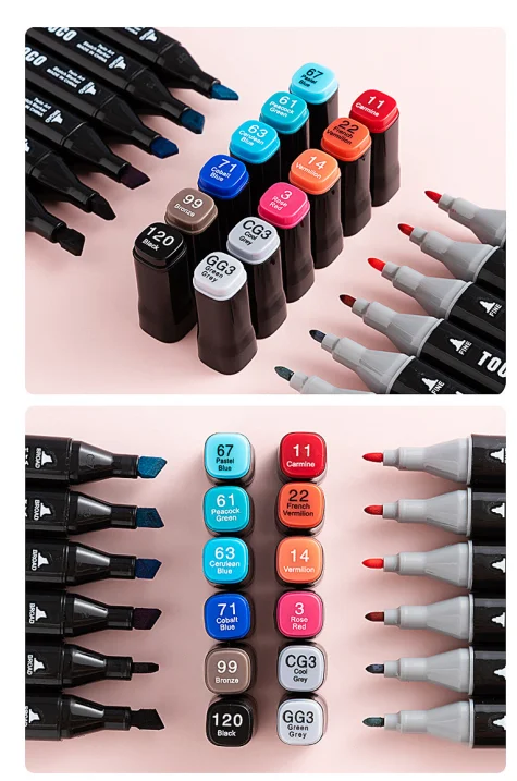 High Quality Drawing Dual Tip Art Markers - 60/80/168/262 Colors