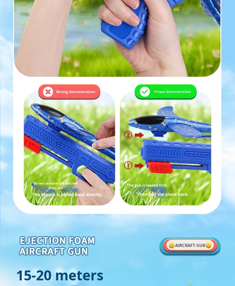 Outdoor Toy Set - Pistol Aircraft Launcher - Children's Foam Aircraft ...