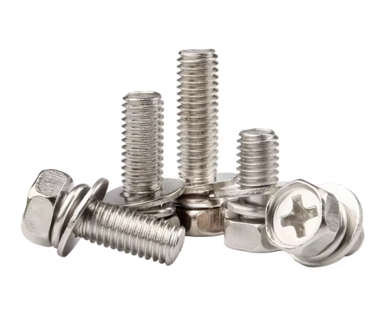304 Stainless Steel Cross External Hexagonal Three Combination Screws ...