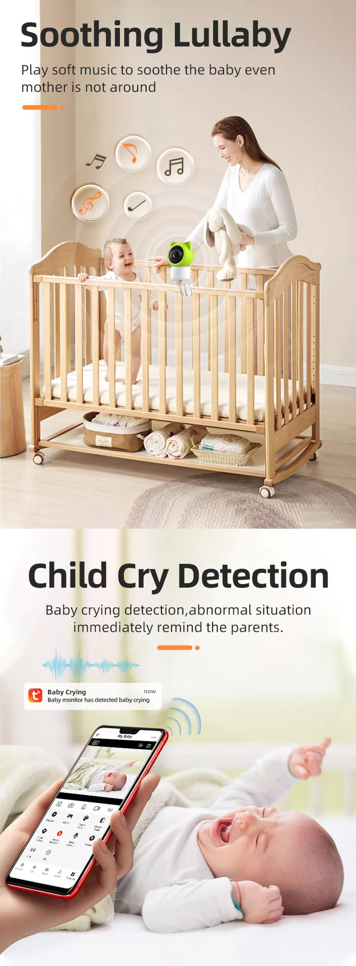 1080P Indoor Smart Human Detection Wireless Baby Monitor Night Vision ...