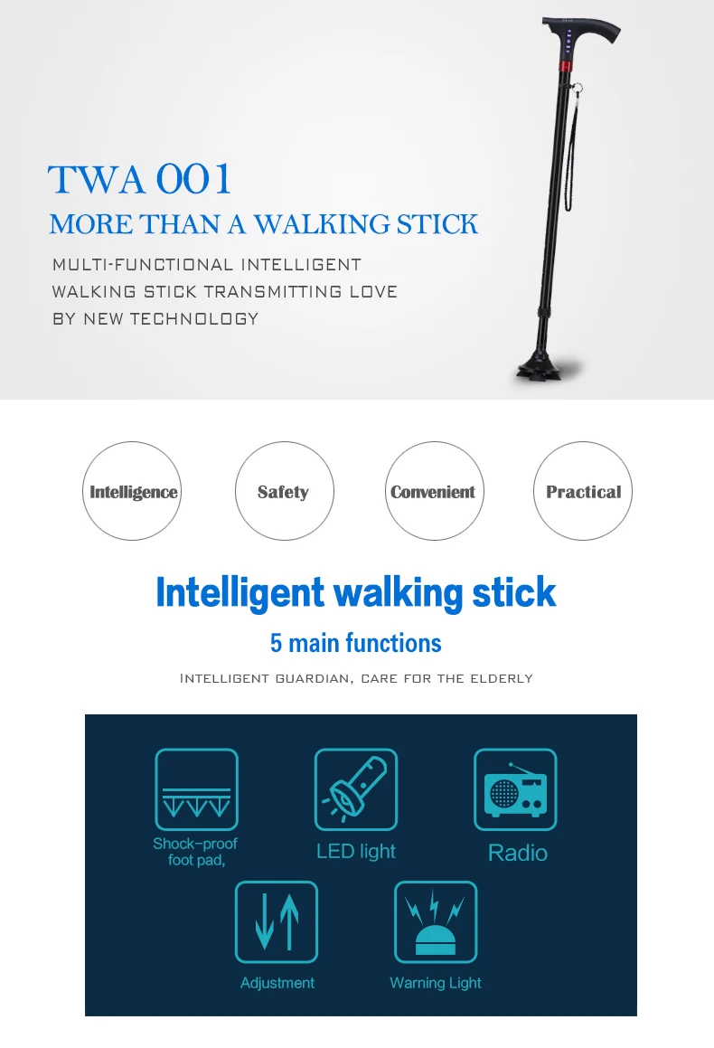 Telescoping Walking Canes with Hidden Sword Stick & Radio