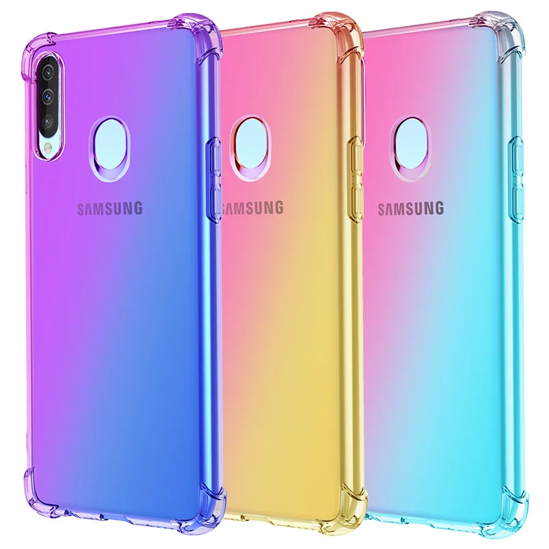 For Samsung Galaxy A20s Shockproof Slim Grip Gradient Color Change ...