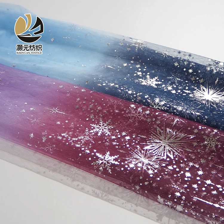 Frozen Snowflake Bronzing Fabric Mesh Shiny Colors for Dress