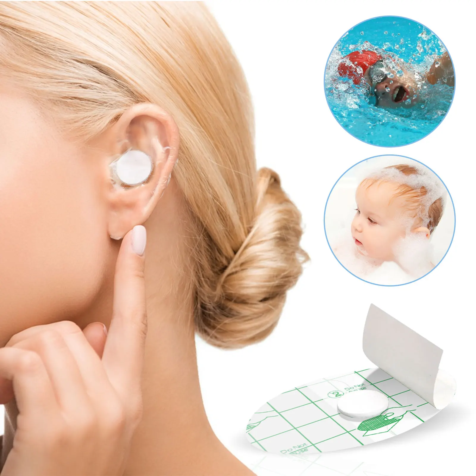 Waterproof Ear Protector Cover, Silicone Ear Patch for Swimming ...