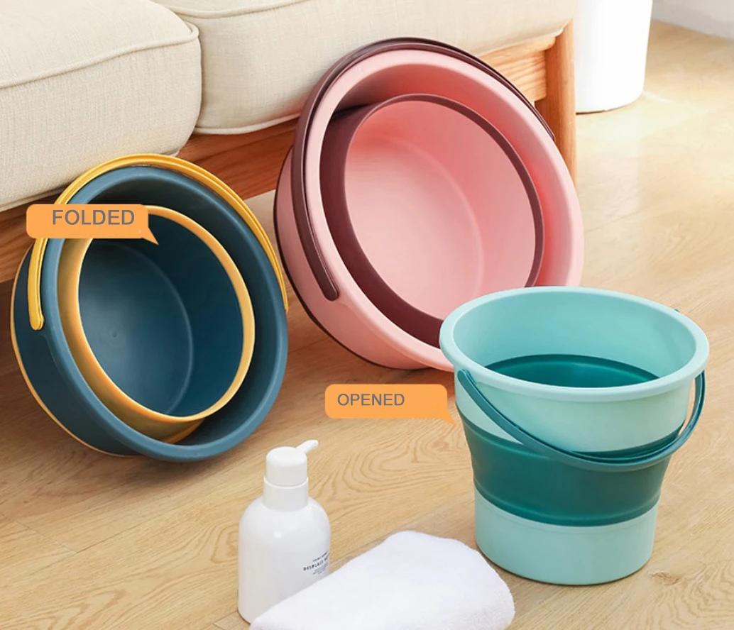 Telescopic Plastic Water Buckets Portable Pail for Home Pet Car Clean ...