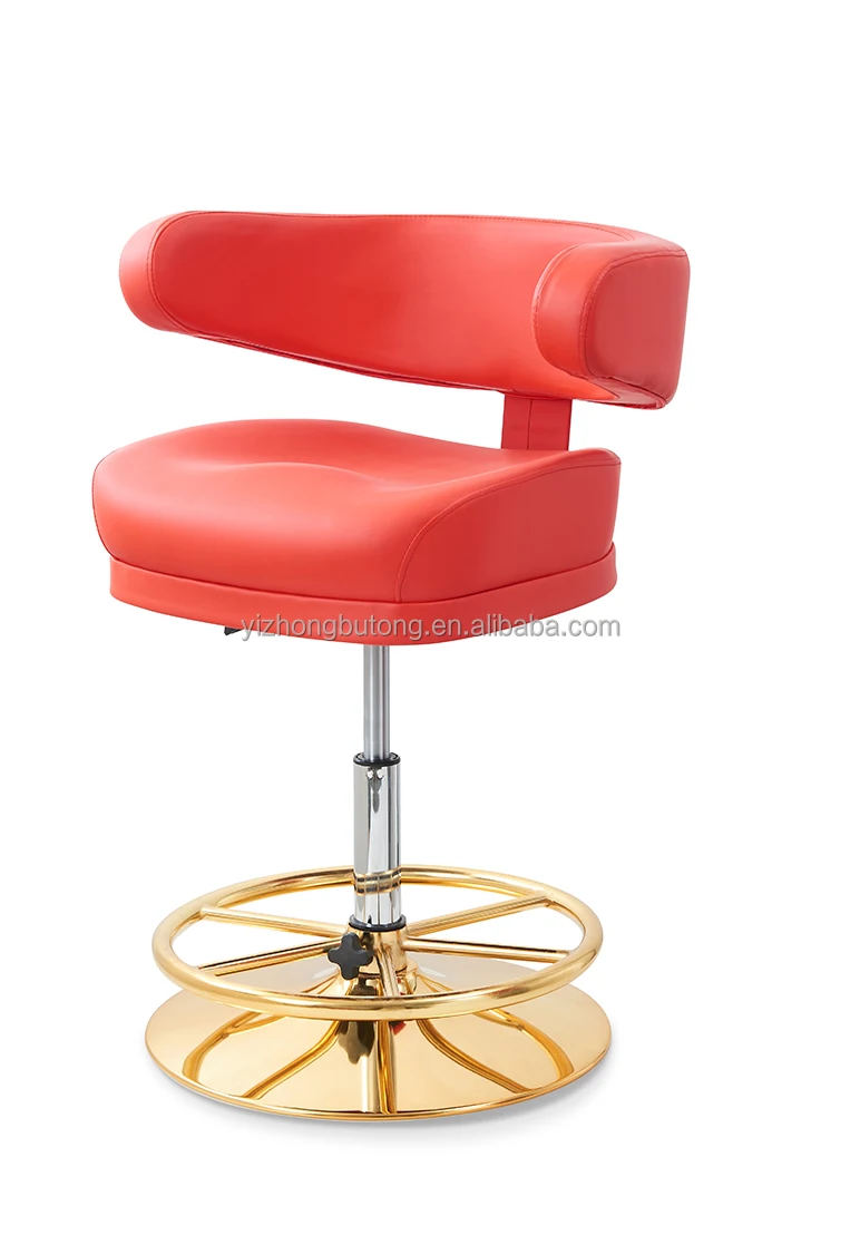 Modern Luxury Red Leather Swivel Seating Poker Chair For Bar Living ...