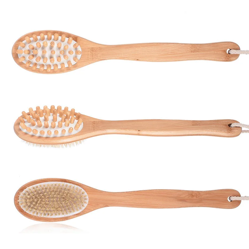 Dual Side Long Handle Bamboo Bath Massage Brush - Buy Proxy Brush ...