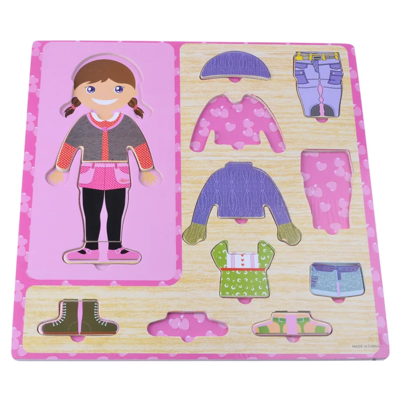 Factory Kids Educational Wooden Dress Up Toys Wooden Magnetic Change ...