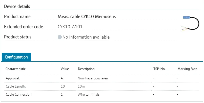 Endress-hauser Digital Measuring Cable CYK10-A101 - 10m