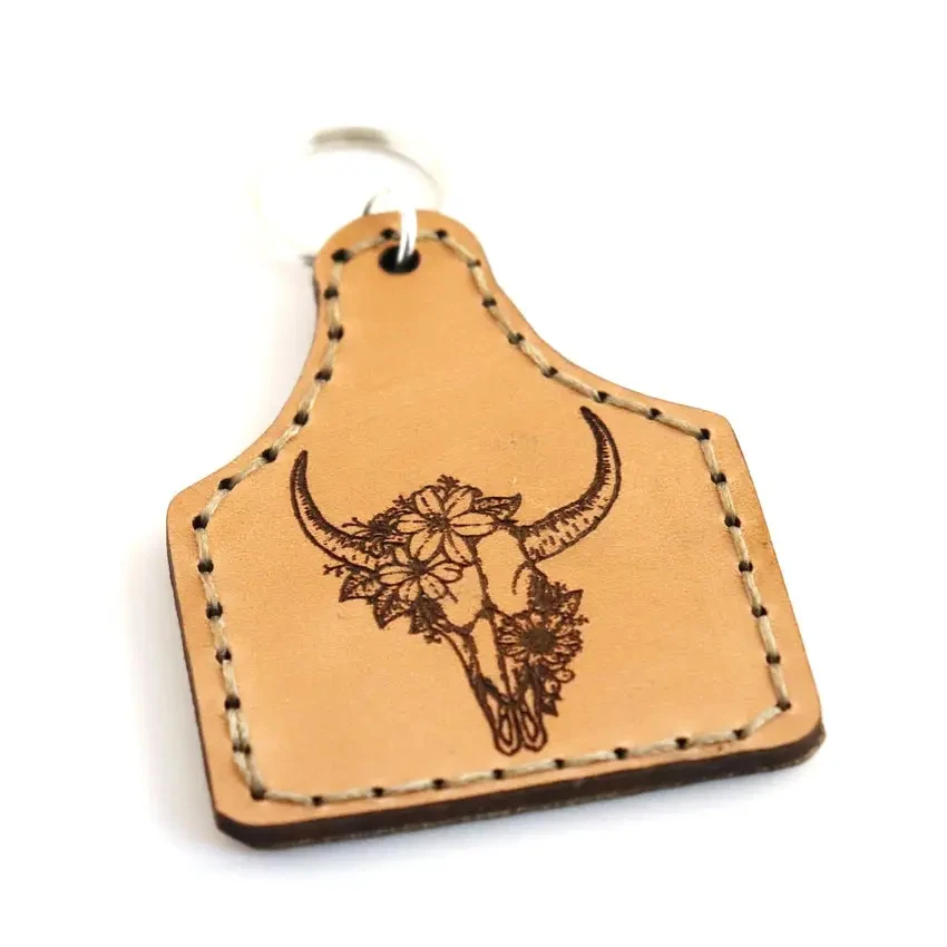Custom Stamped logo Leather Cattle Ear Cow Tags Keychain| Alibaba.com