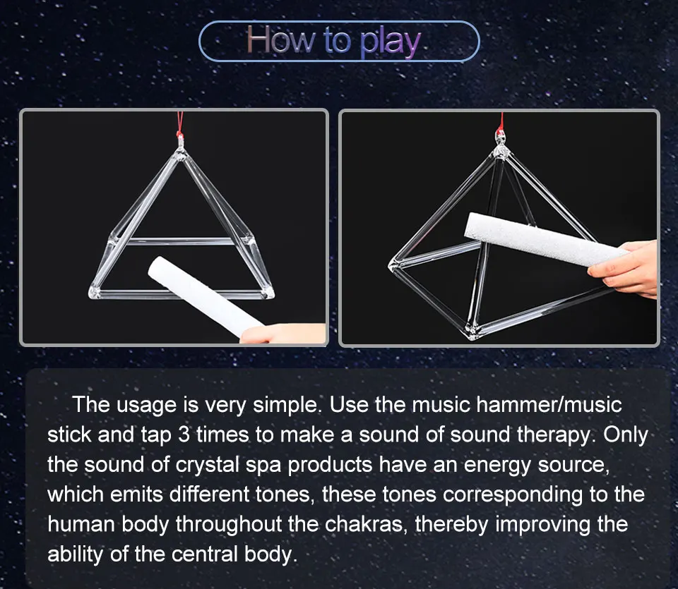 Success Cheap Price Quartz Singing Clear Triangle Crystal Pyramid Sound ...