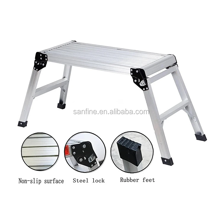 Heavy Duty Drywall Bench - Portable Folding Aluminum Platform
