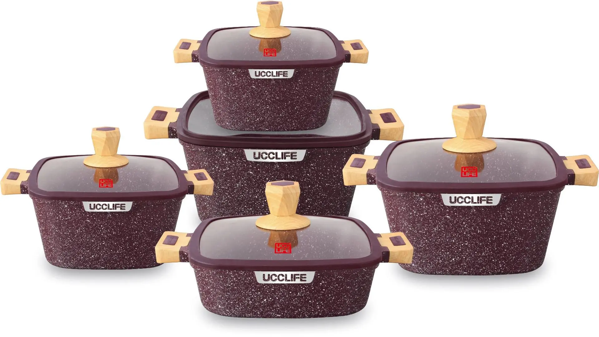 ZIO Modern Design Square Soup Pot Set Bakelite Silicone Lid Non-Stick ...