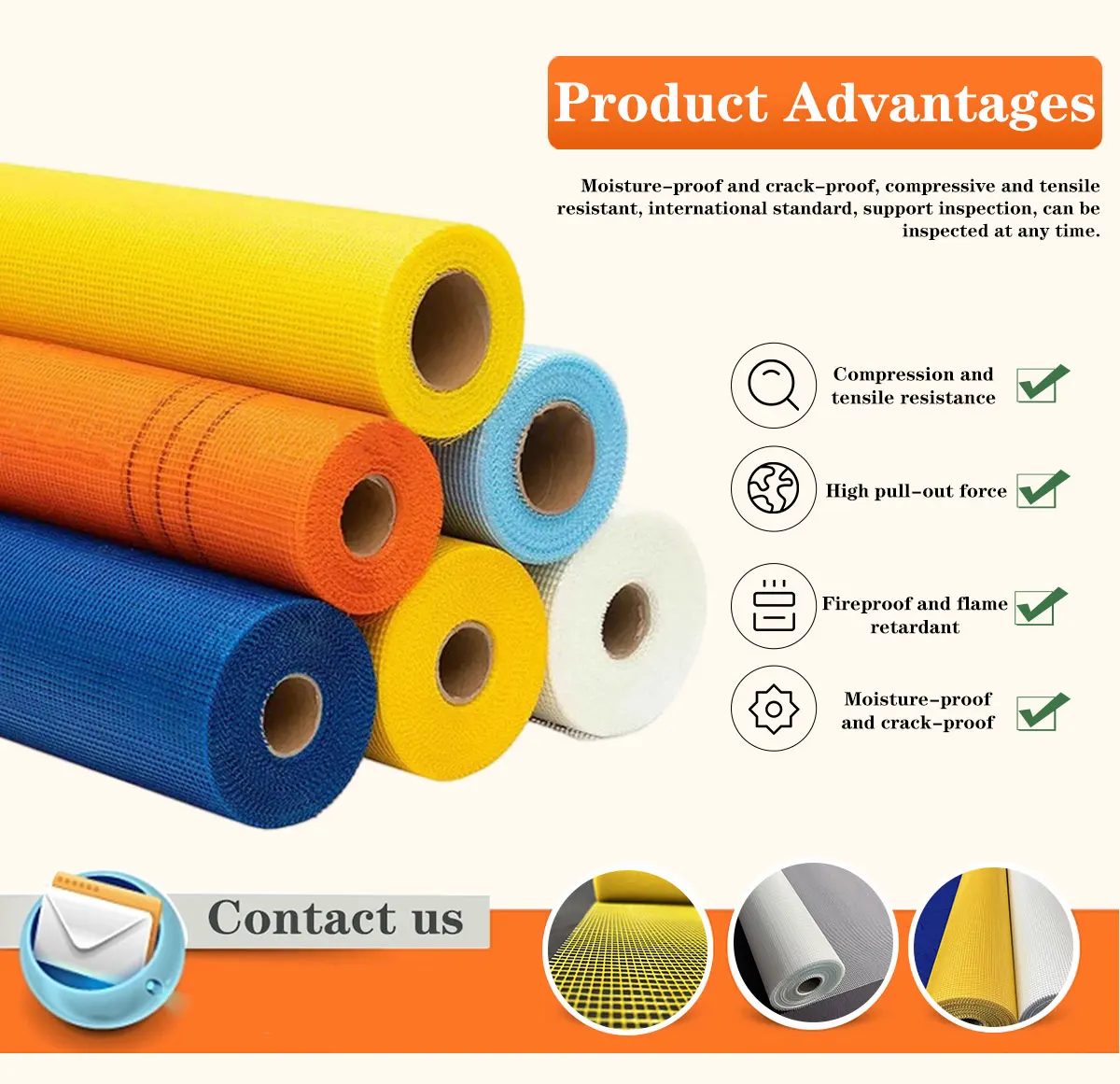 Hot Sale New Fiberglass Gypsum Mesh Flame Retardant Mesh 110gsm ...