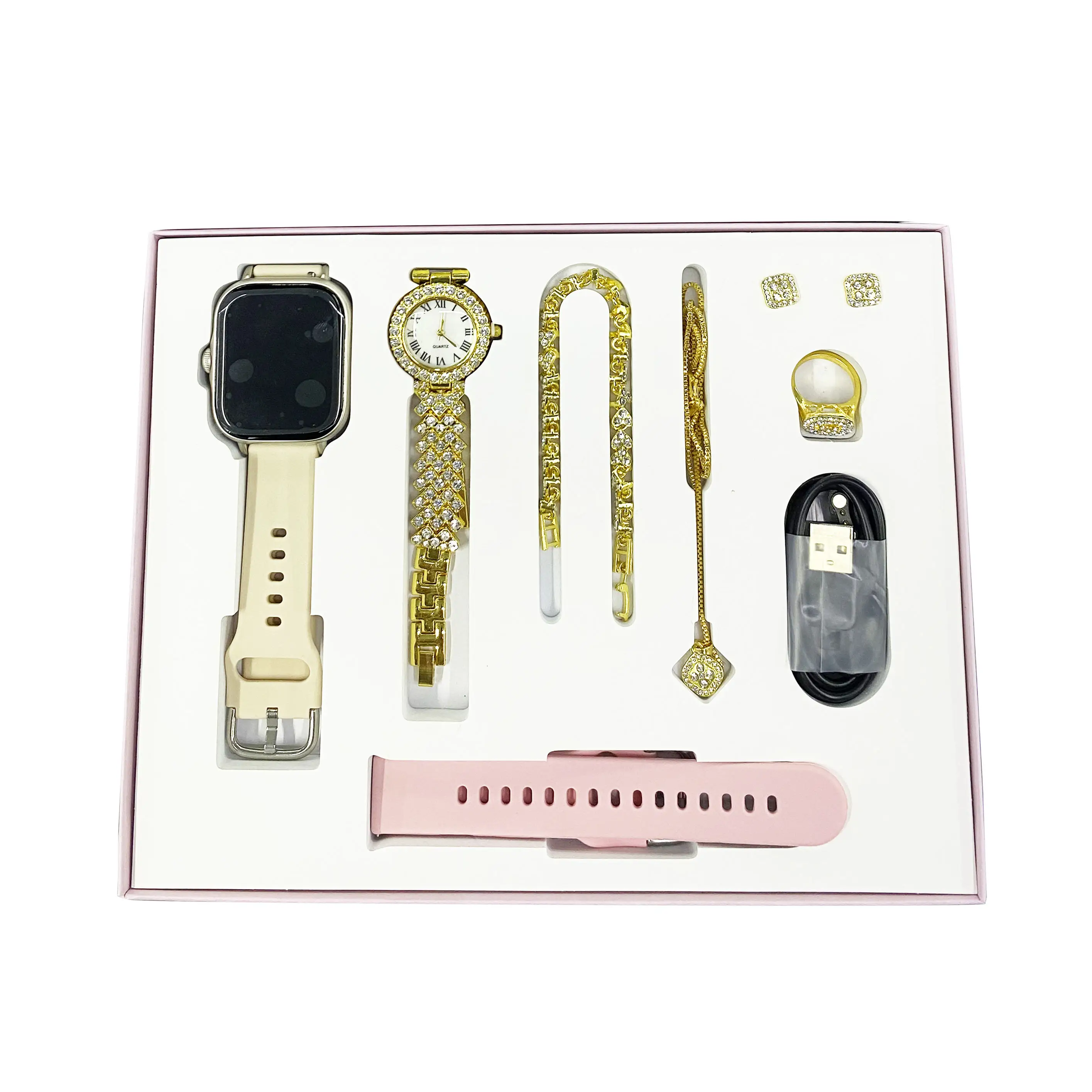 A58 Plus Ladies Gold Watch - Stylish Smartwatch with Gold Necklace ...