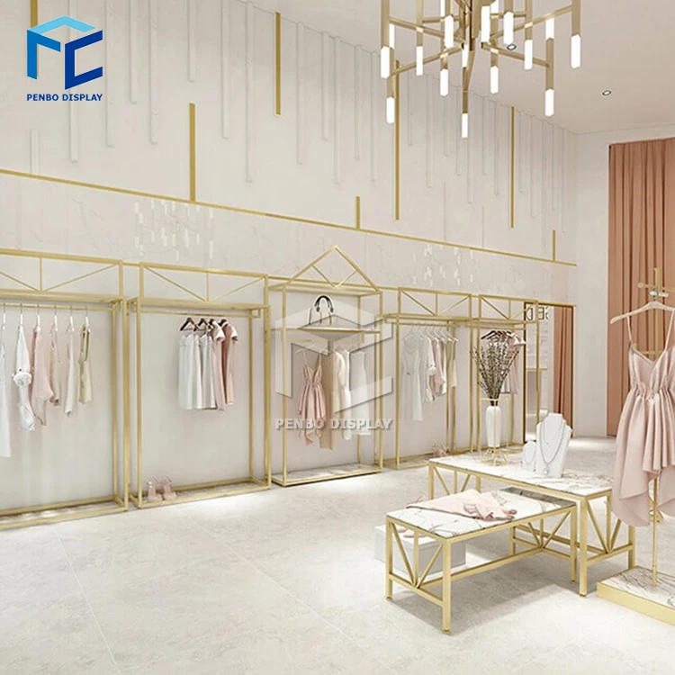 Luxury Gold Clothing Rack with Black Marble Coat Rack