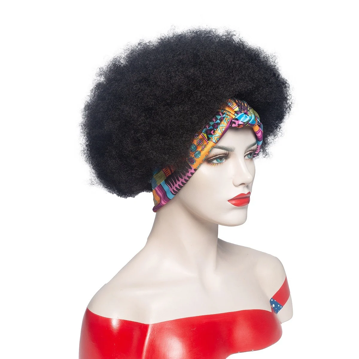 High Quality Short Black Afro Wig with Headband New Cross-Border ...