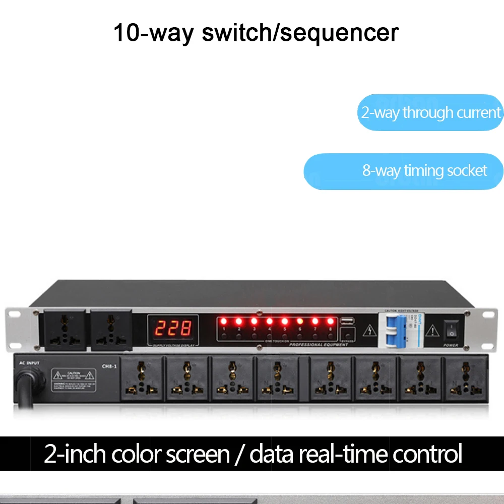 Gax-820 Professional Stage 8/10 Way Power Sequencer Socket Order Management Controller For Dj ...