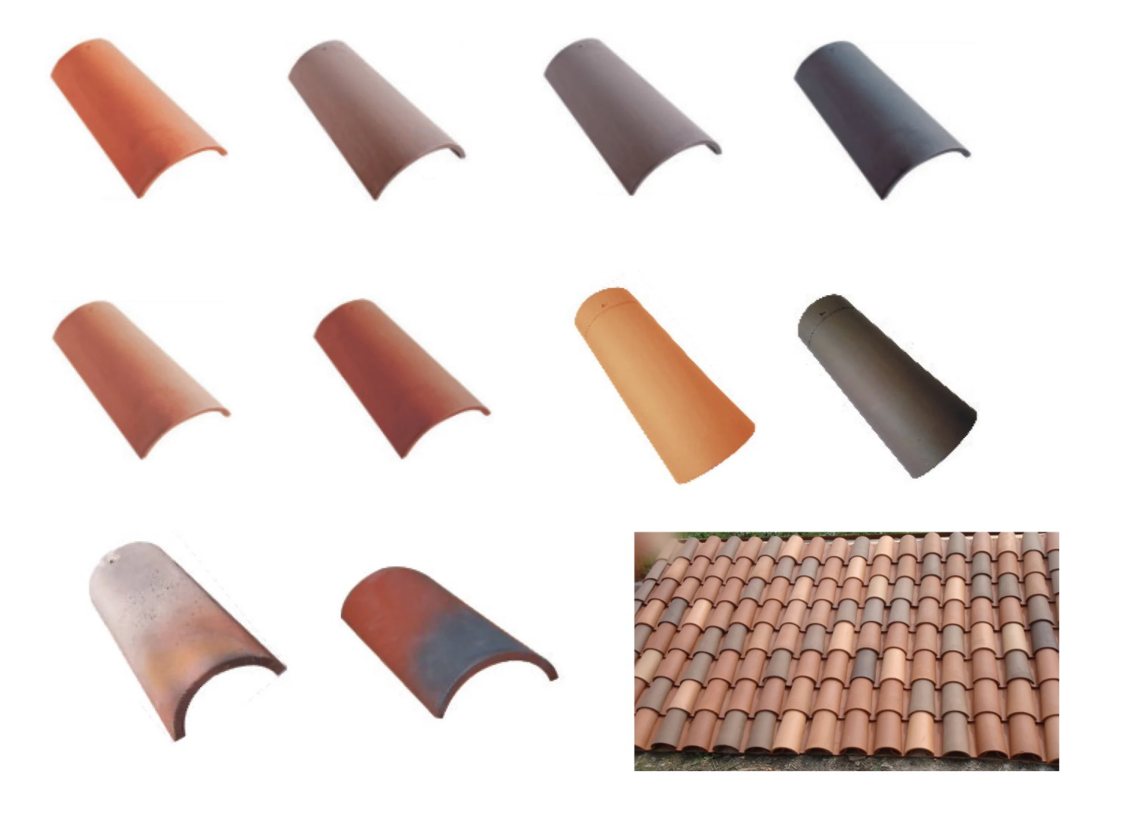 Clay Spanish Style Roof Tile - Semicircle Shaped Tiles