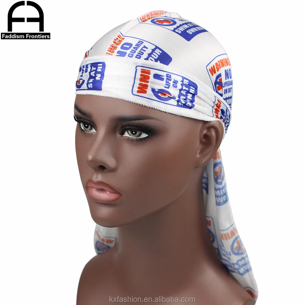 Unisex Men Silk Durag Bandanas For Men Headwrap Caution Swim Risk Print ...