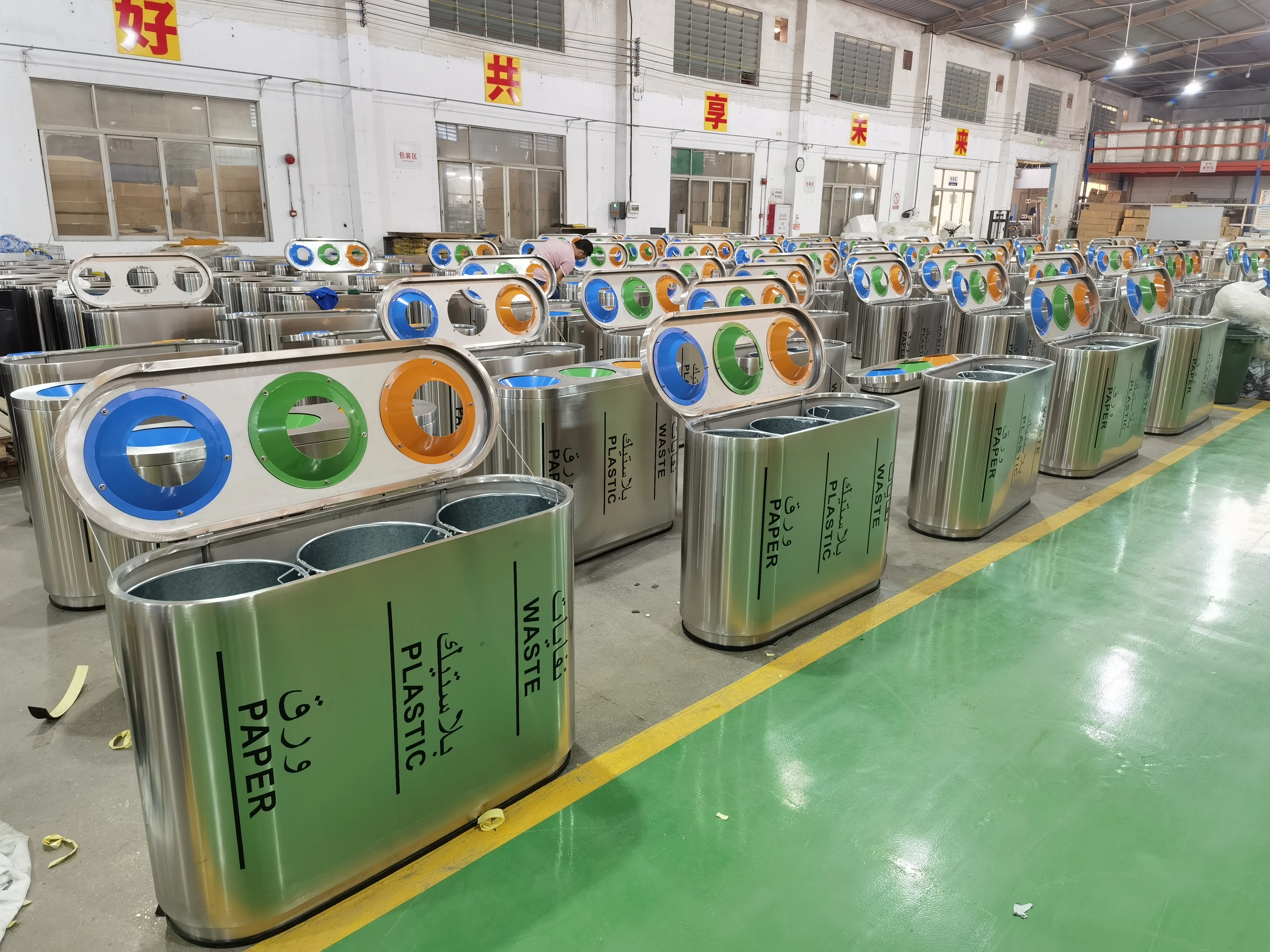 In Stock Factory Wholesale Oval Stainless Steel Trash Bin 3 in 1 Waste ...