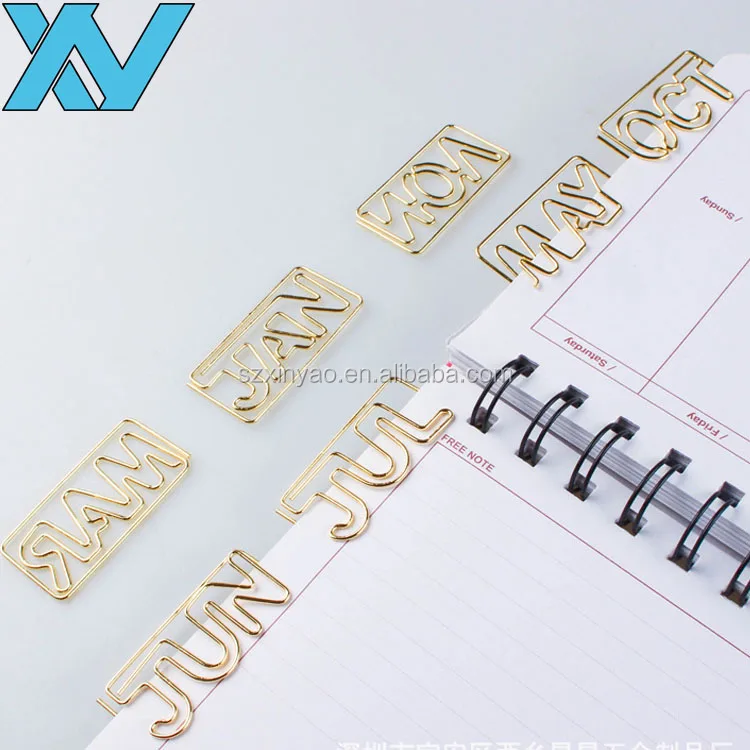 Month Week Shape Paper Clip Custom Gold Paper Clip - Buy Custom Shape ...