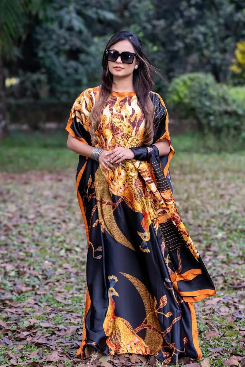 PROMISTAR 2025 Wholesale Luxury Designer Silk Printed Robe