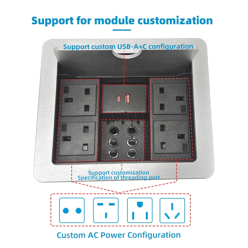 Hidden Flip-up Desk Outlet with USB A+C Support 16A