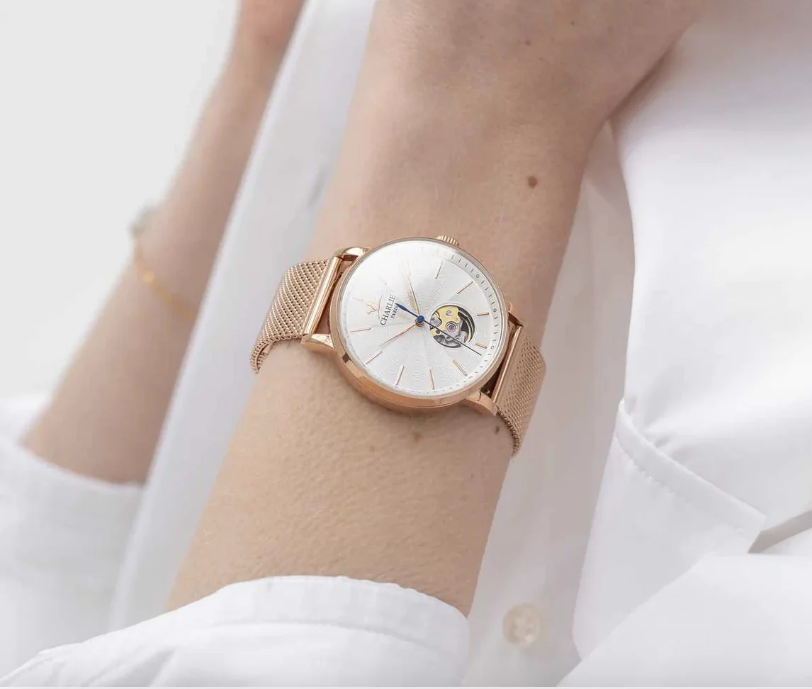 36MM Women's Automatic Open Heart-Peacock Watch